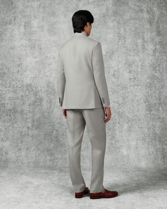 Livingstone Virgin Wool Double Breasted Suit Light Grey